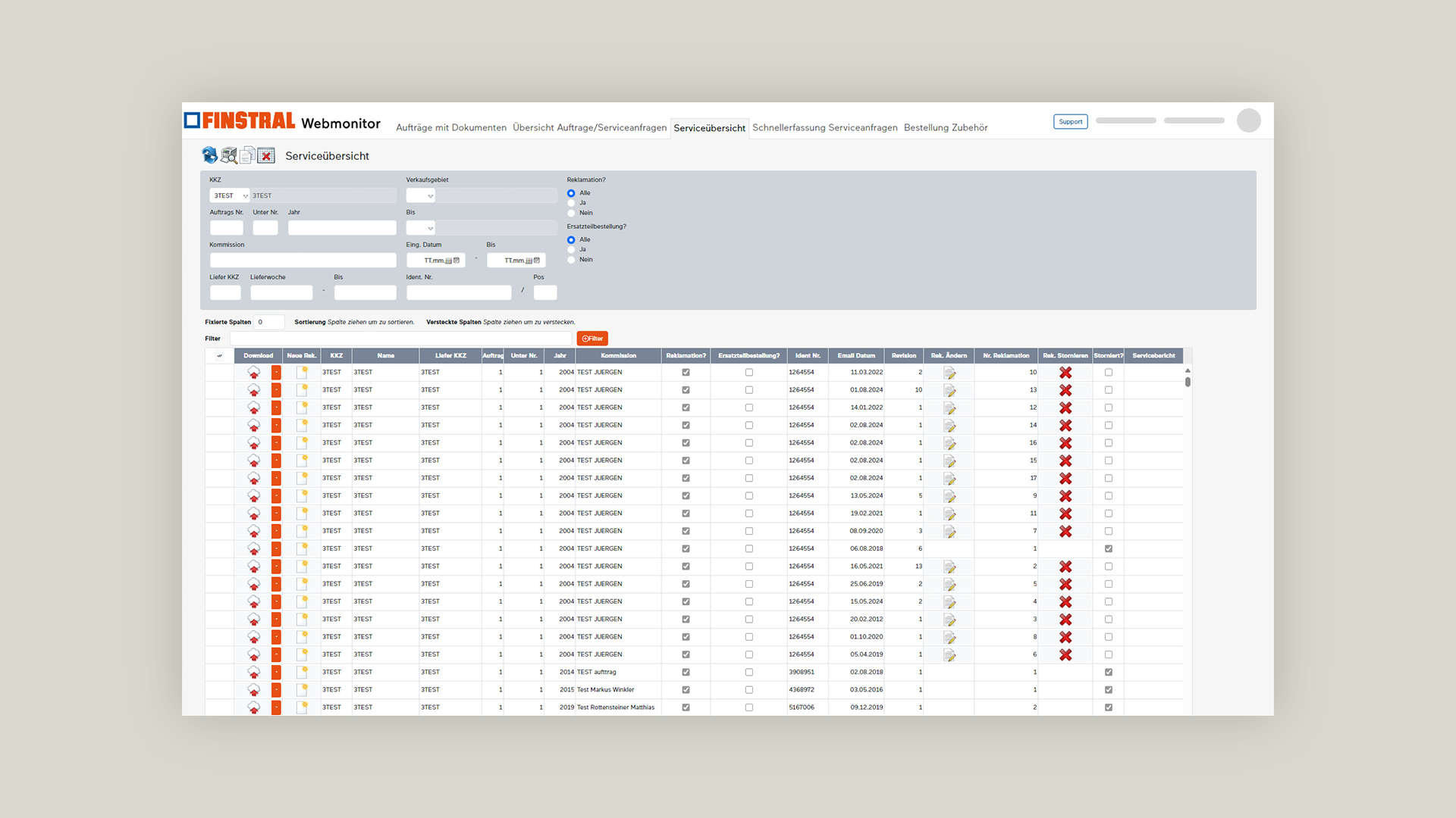 Serviceübersicht · Finstral Cloud